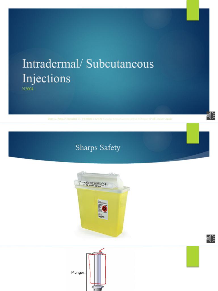 Subcut and ID Injections - Audio PPT Remote Lab | PDF