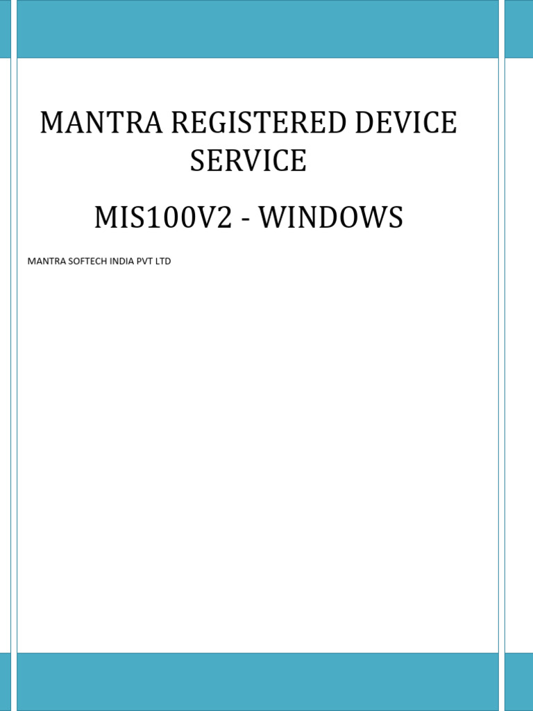 Windows Mantra RD Service MIS100V2 Manual - 1.0.0 | PDF | Proxy Server ...