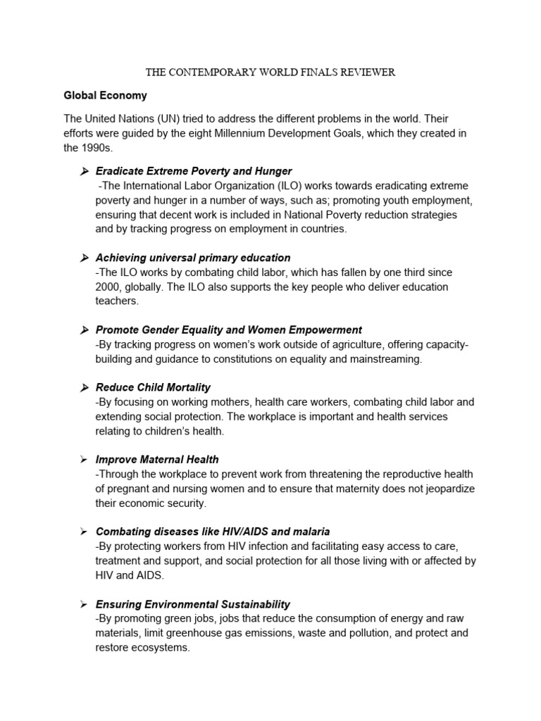 The Contemporary World Finals Reviewer | PDF | Globalization | Climate ...