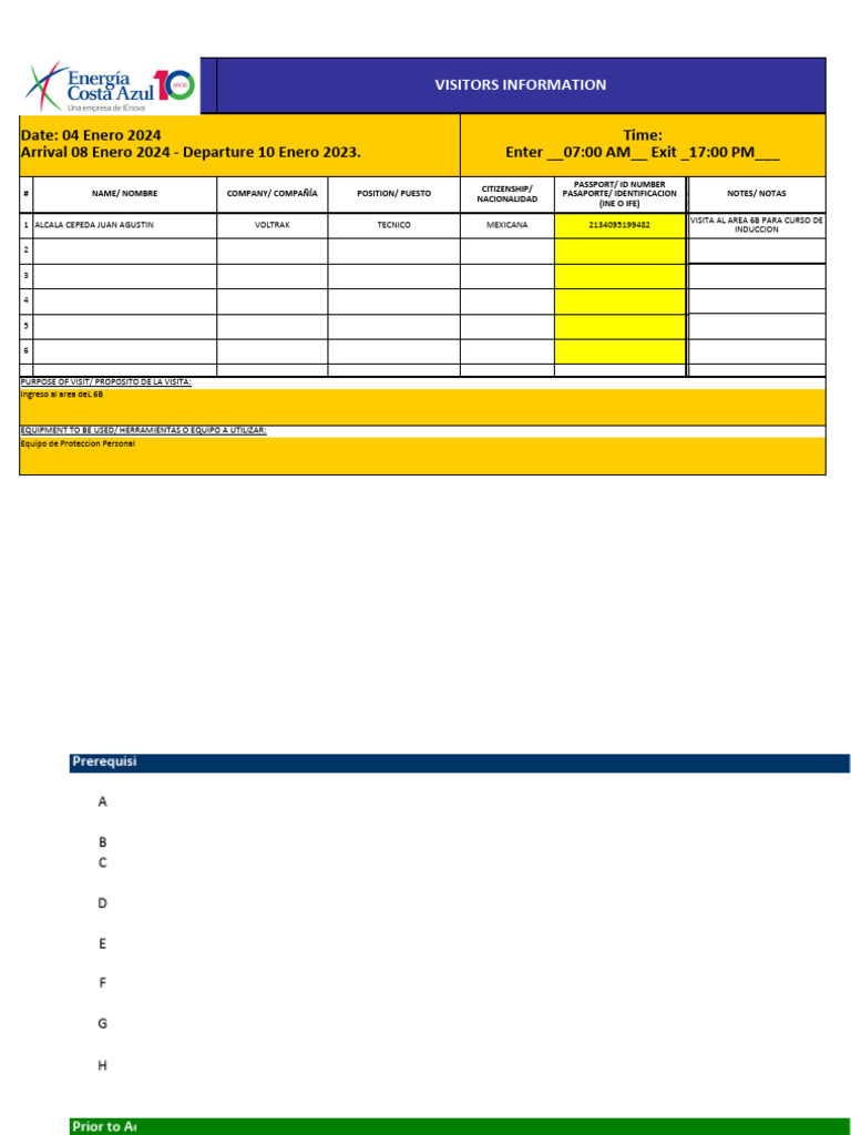 No. 1 ECA Visitors Information | PDF