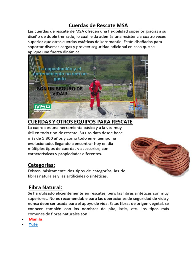 Cuerdas de Rescate | PDF | Cuerda | Fibra sintética