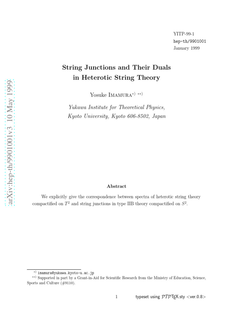 String Junctions and Their Duals in Heterotic String Theory | PDF | String Theory | Scientific ...