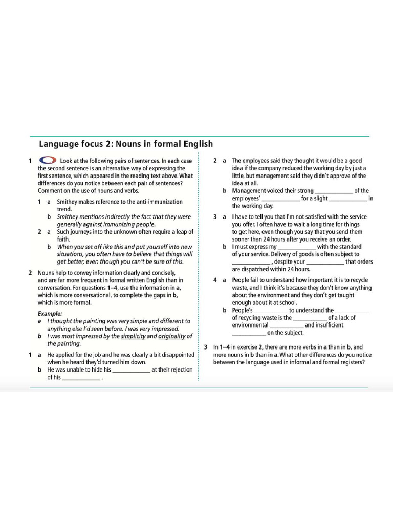 Nouns in Formal English Practice - Sentences+ Text+ Answer Key | PDF