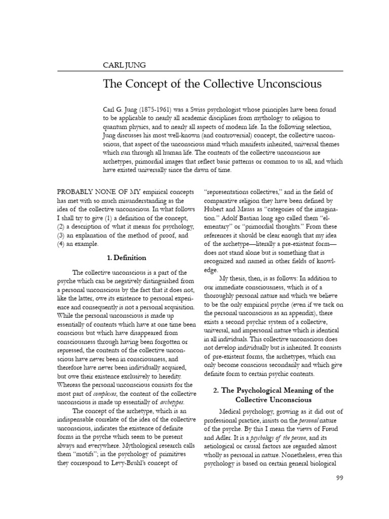 Supplemental Reading Article Jung Collective Unconscious | PDF ...