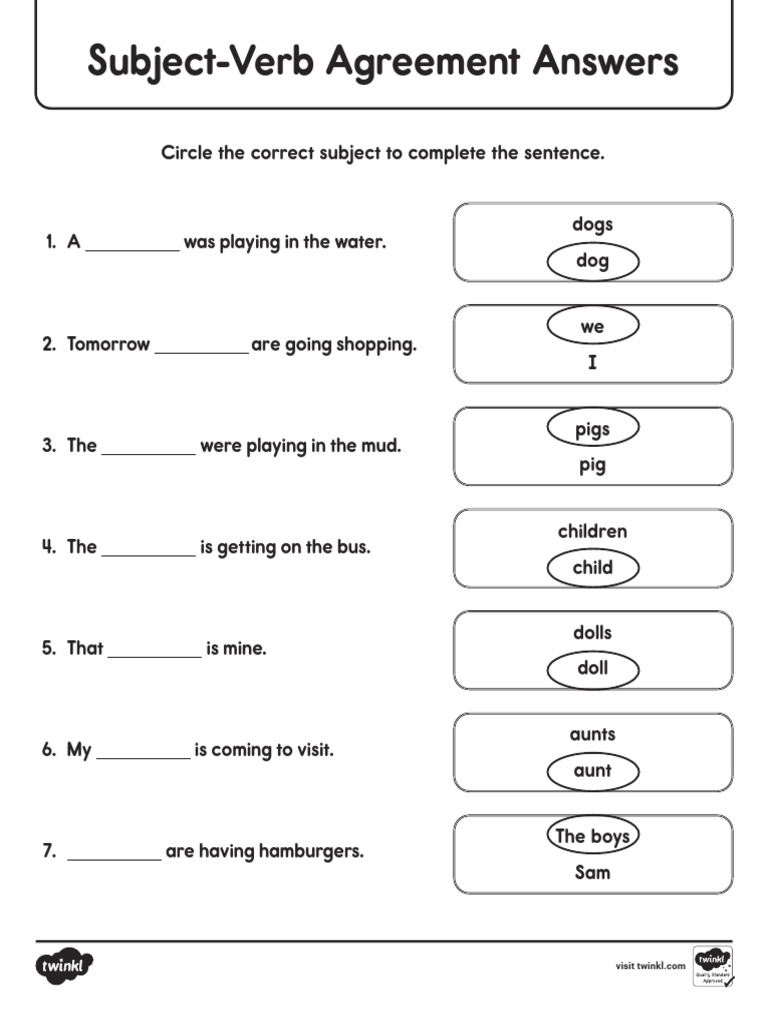 Subject-Verb Agreement Exercises | PDF