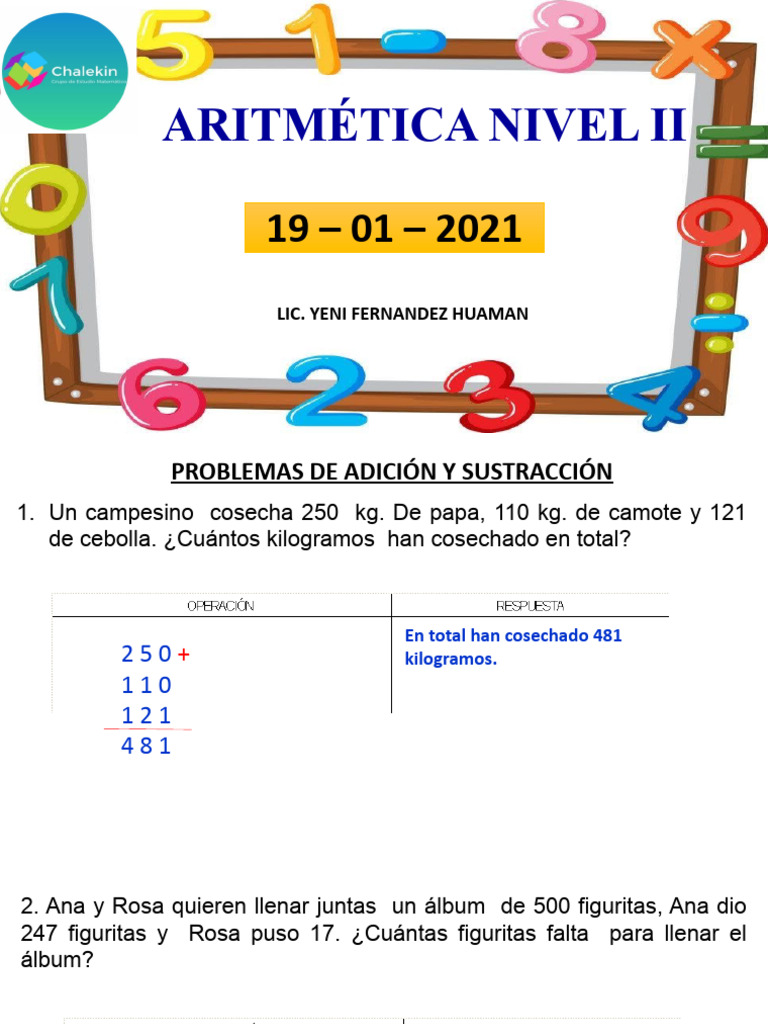 Problemas de Adicion y Sustraccion | PDF