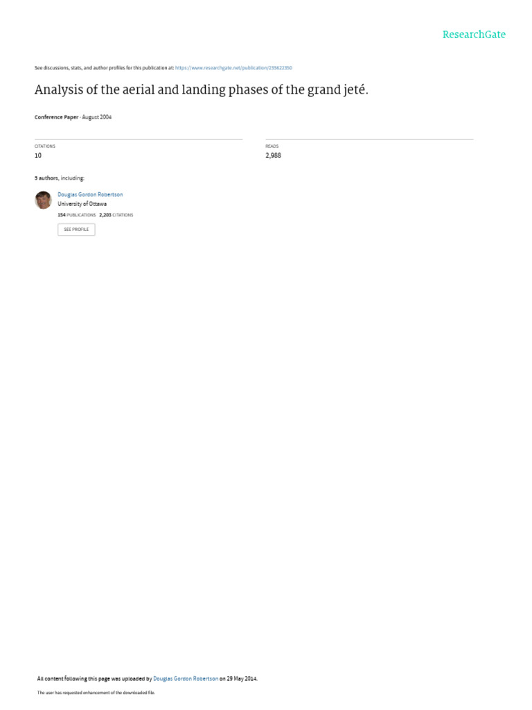 Analysis of The Aerial and Landing Phases of The Grand Jete | Download ...