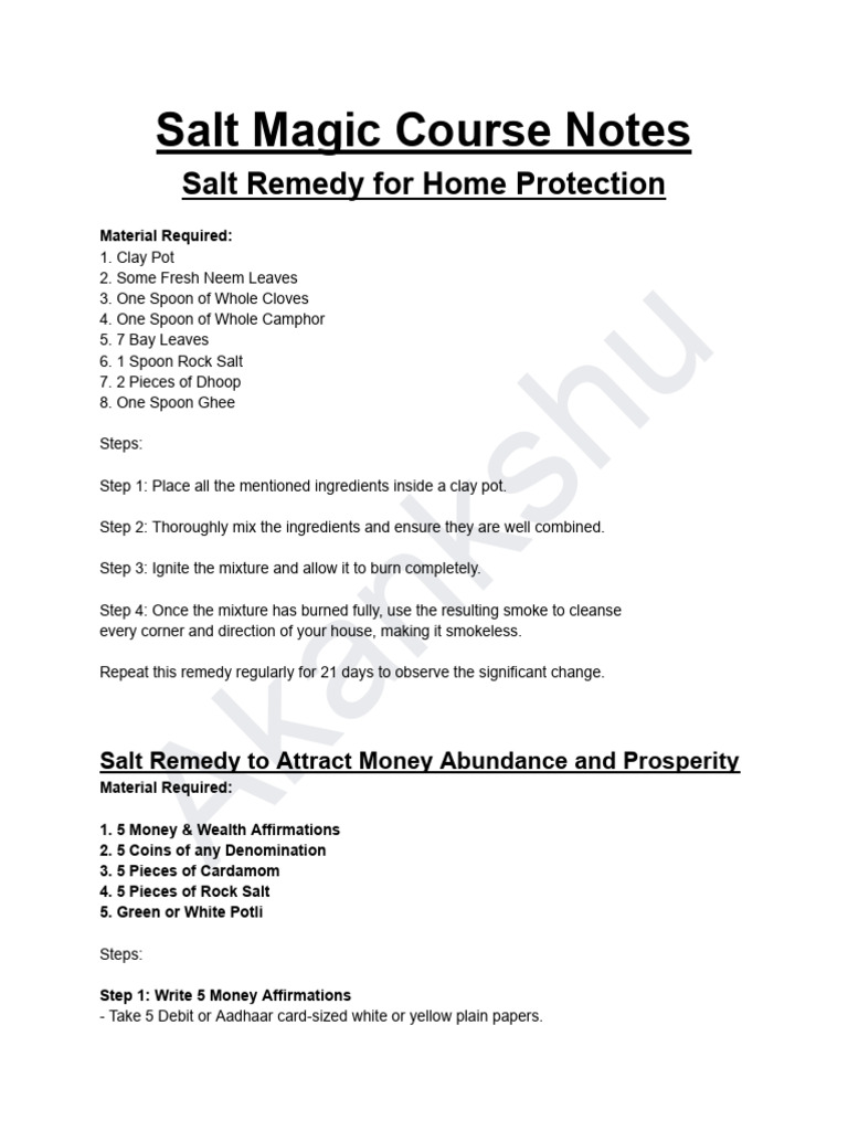 Salt Remedy | PDF | Cooking, Food & Wine | Self-Improvement