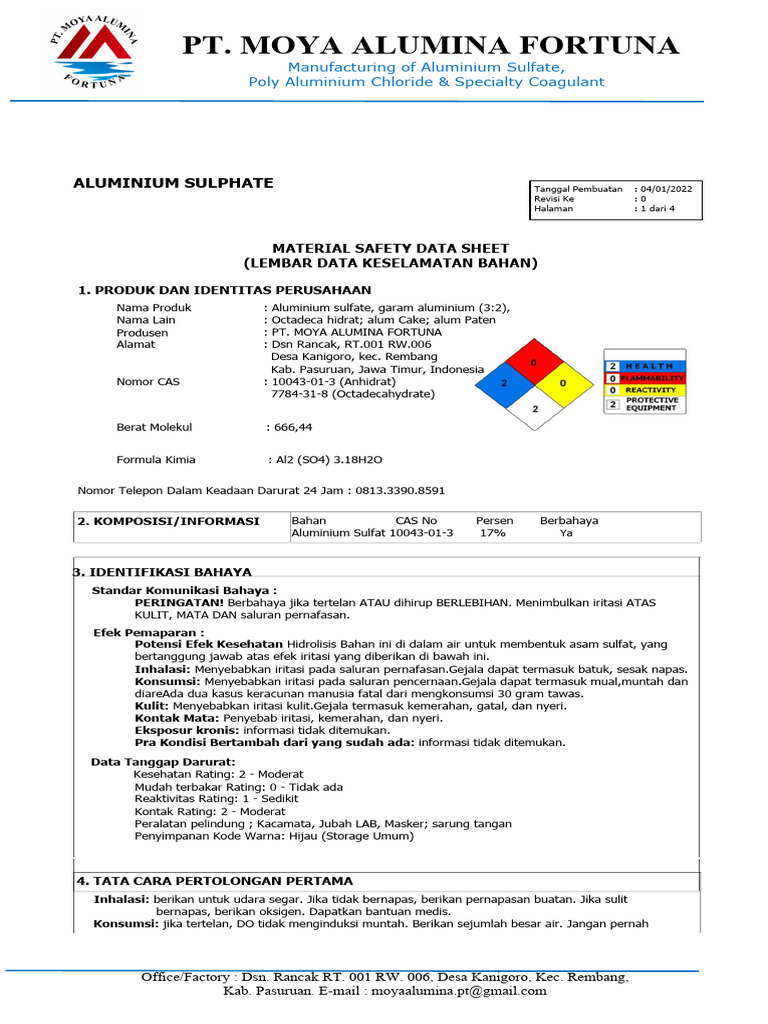 MSDS Alum Solid | PDF