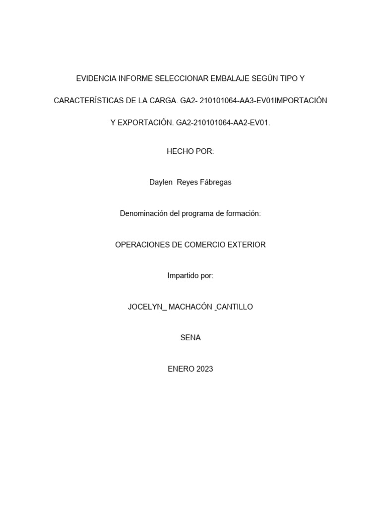 Informe Seleccion de Embalajes y Empaques | Descargar gratis PDF | Sustentabilidad | Residuos