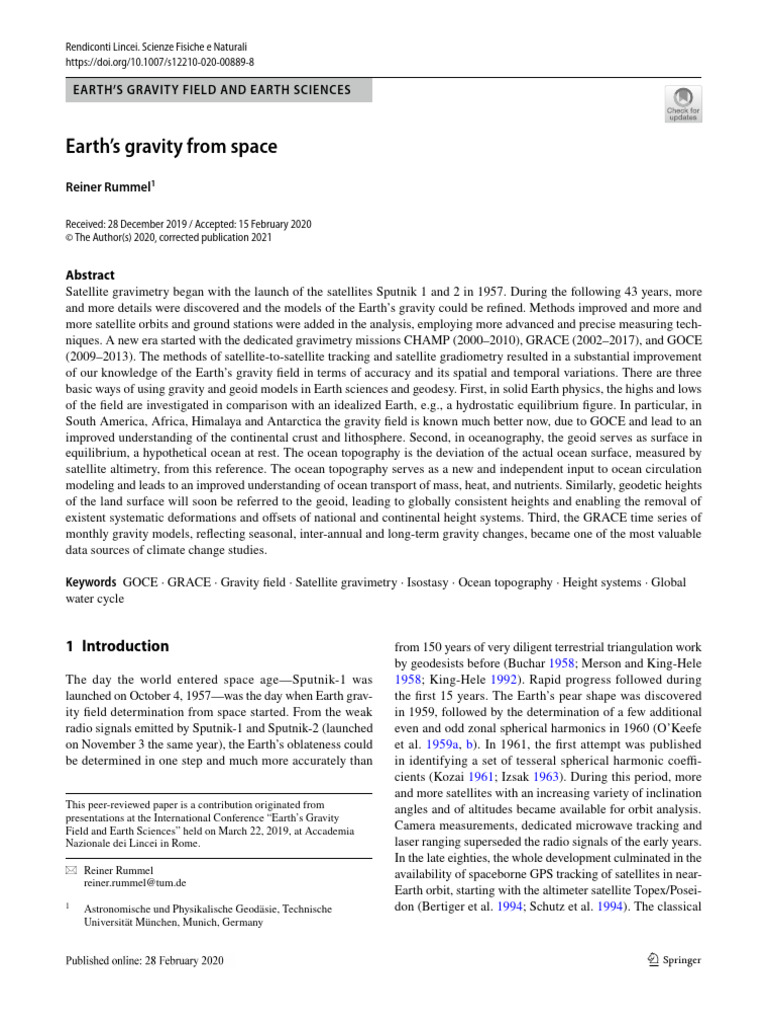 Earths Gravity From Space | PDF | Geodesy | Earth