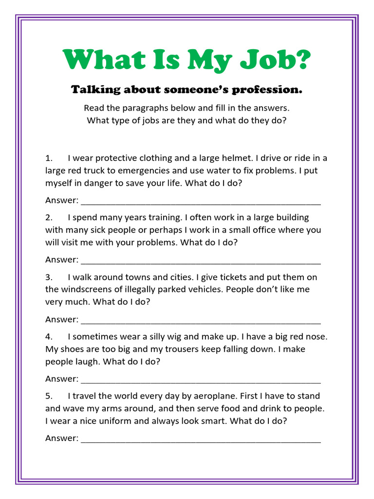 What Is My Job?: Talking About Someone's Profession | PDF | Career & Growth