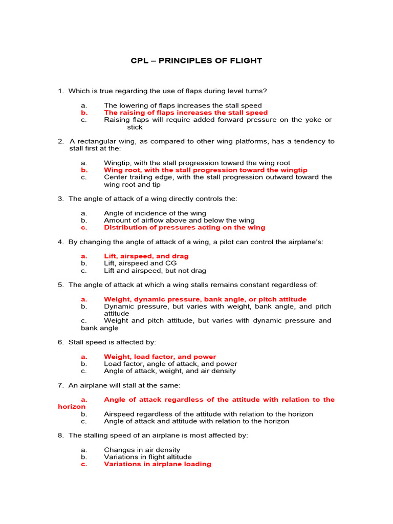 CPL - Principles of Flight | PDF | Lift (Force) | Drag (Physics)