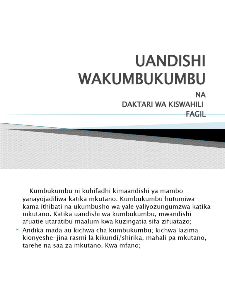 Uandishi Wa Kumbukumbu | PDF