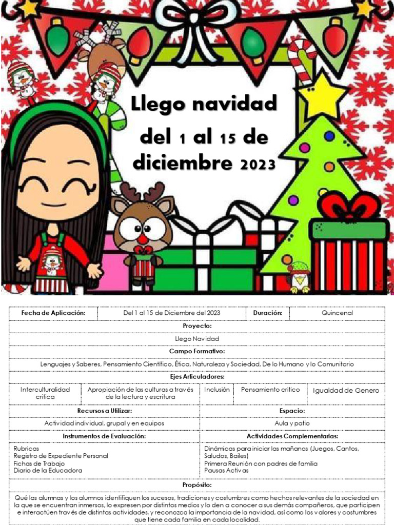 Proyecto Llego Navidad 2023 Pdf Navidad Aprendizaje