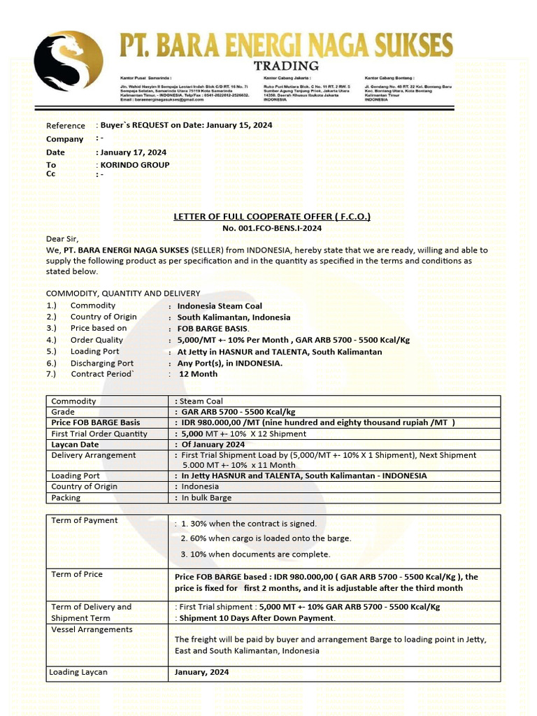 Fco 01-2024 Gar5500 Bens-Korindo | PDF