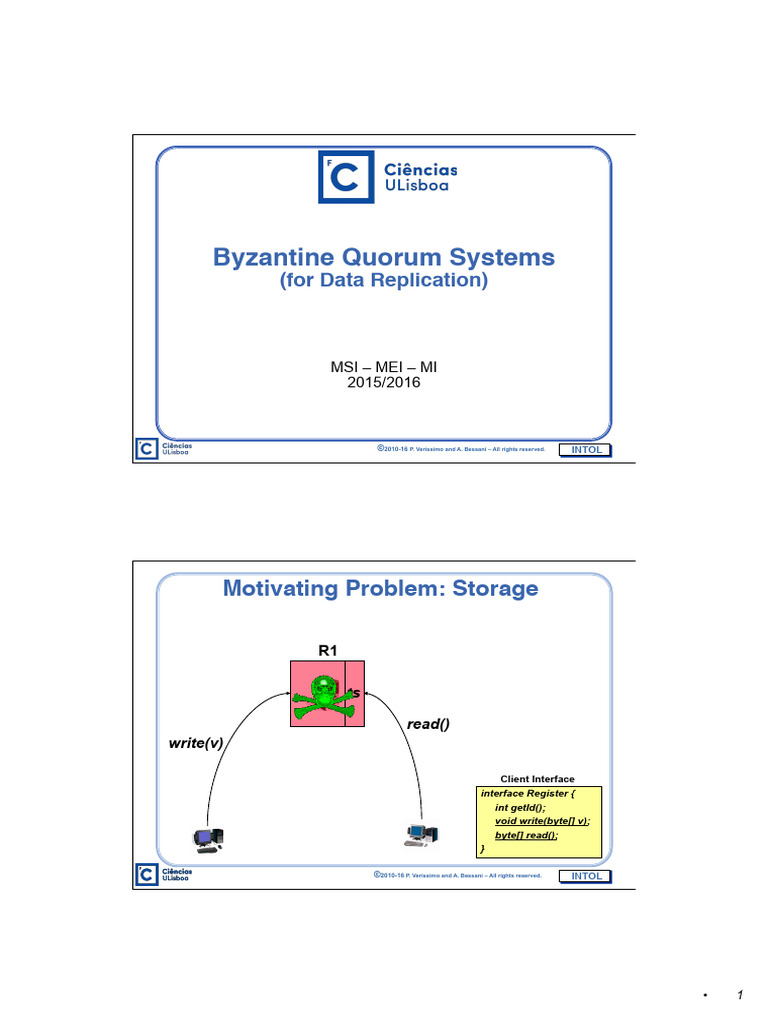 Intol 07 Bftquorums | PDF | Replication (Computing) | Fault Tolerance