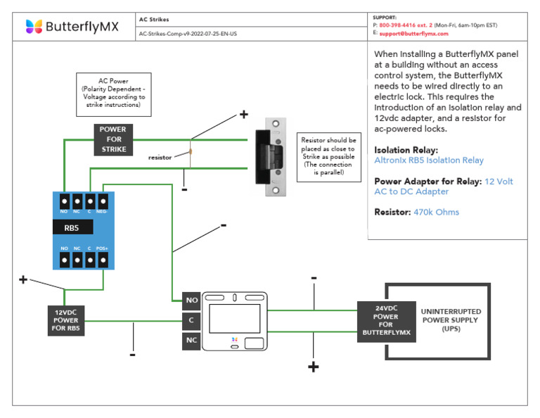 Wiring Ac Doorstrike Butterflymx | PDF | Power Supply | Relay