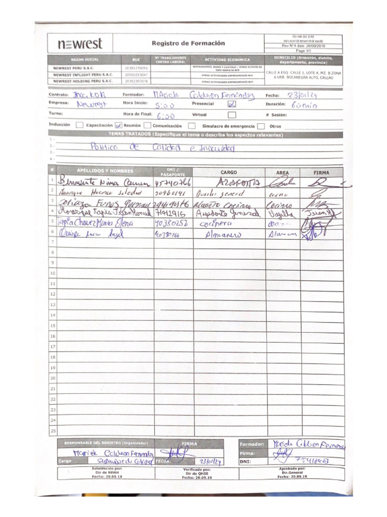 Registro de Formacion 2do Turno | PDF