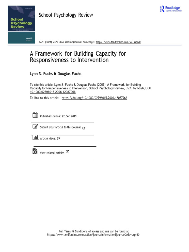 A Framework For Building Capacity For Responsiveness To Intervention ...