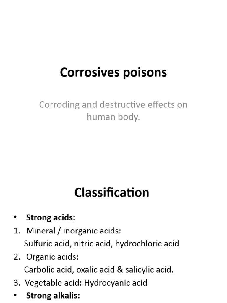 Corrosives Poisons | PDF | Cooking, Food & Wine | Wellness