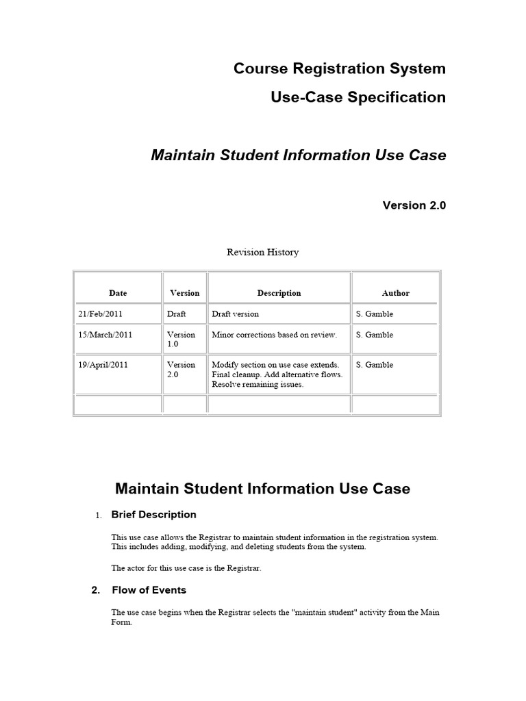 Maintain Student Information Use Case | Download Free PDF | Use Case | Computer Programming