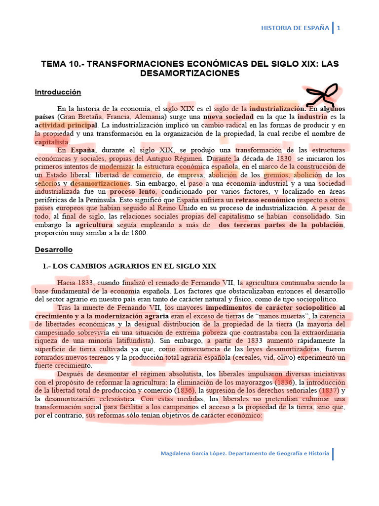 Tema 10. Las Desamortizaciones | PDF