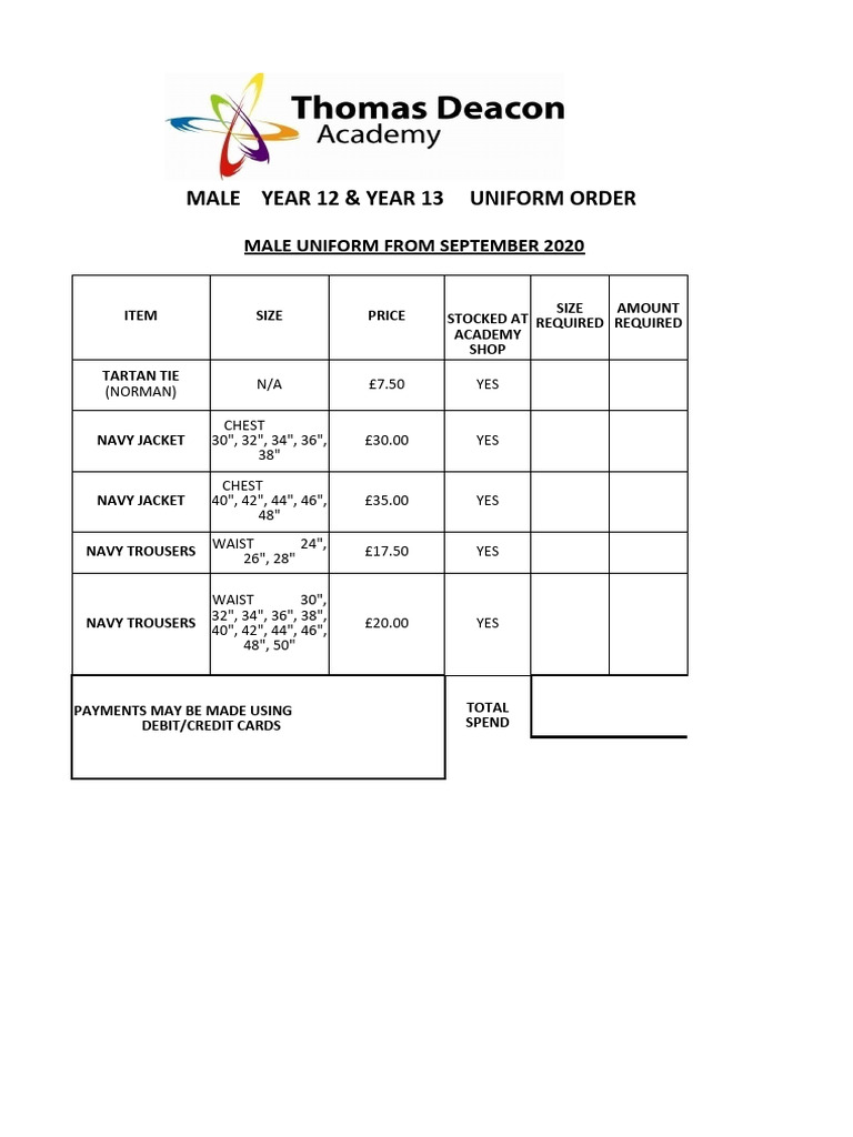 Uniform Order Forms.206276058 2 | PDF | Sweater | Blouse