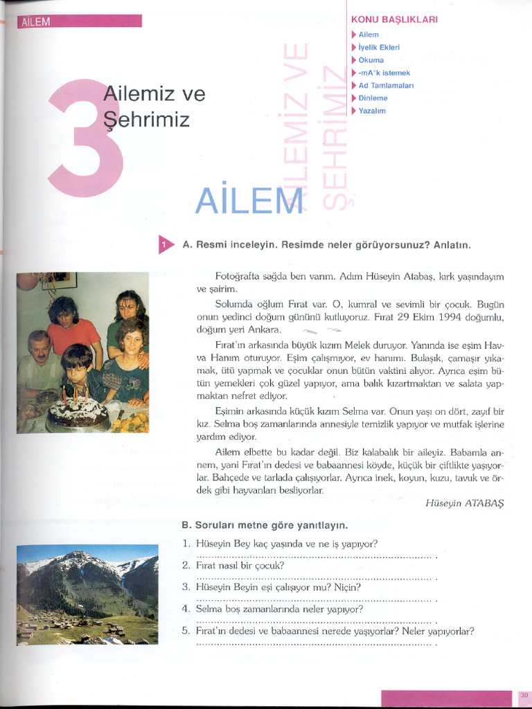 Turkish Language Course Book Unit 3 | PDF