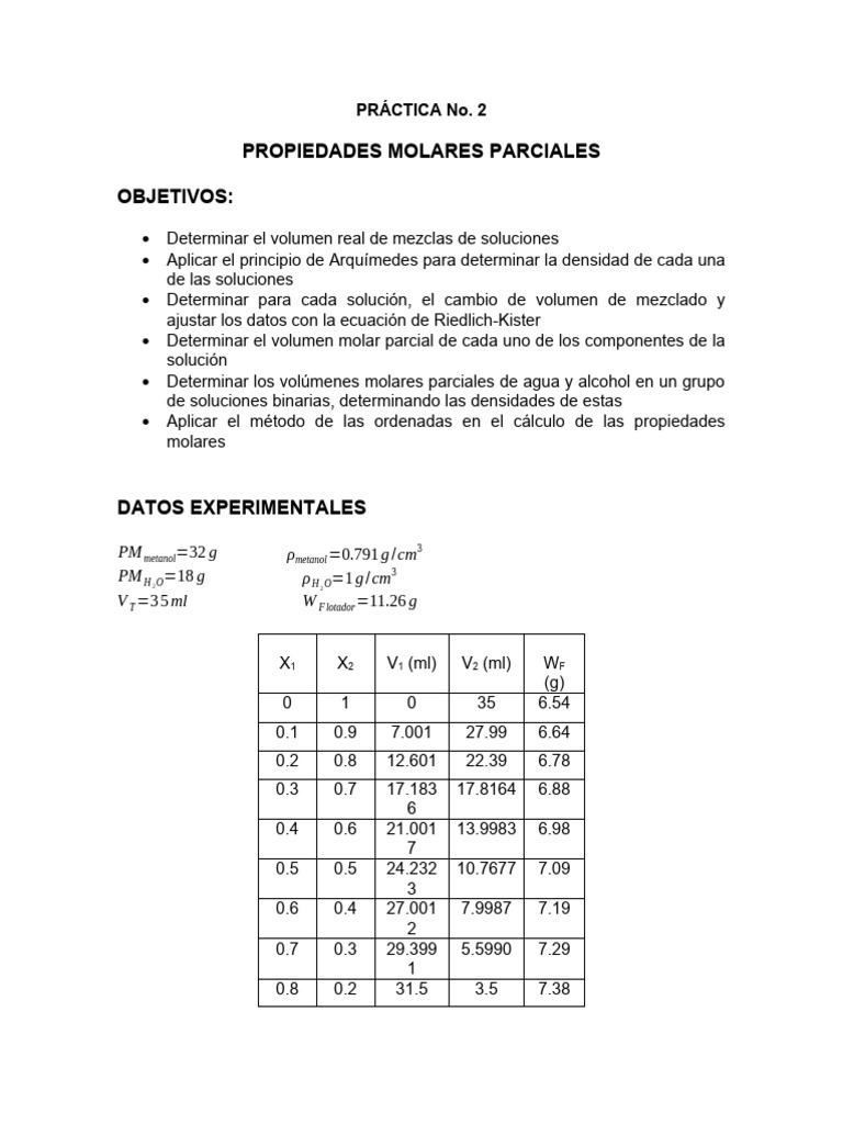 Practica 2 Termo | PDF | Densidad | Mezcla