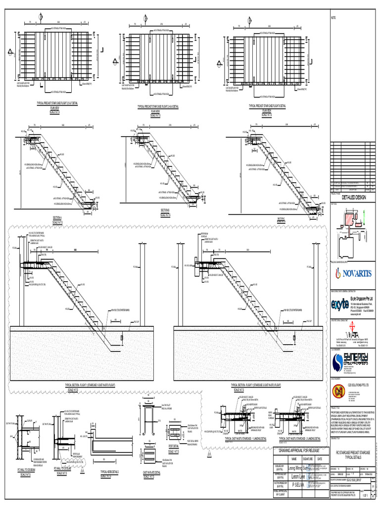 SG12.150.B - DR107-2.0-RC Staircase Precast Staircase Typical Details | PDF