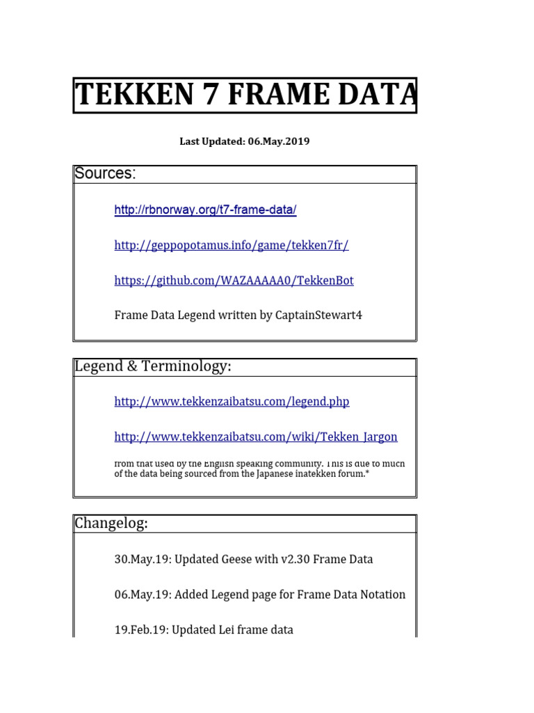 Tekken 7 Frame Data | PDF