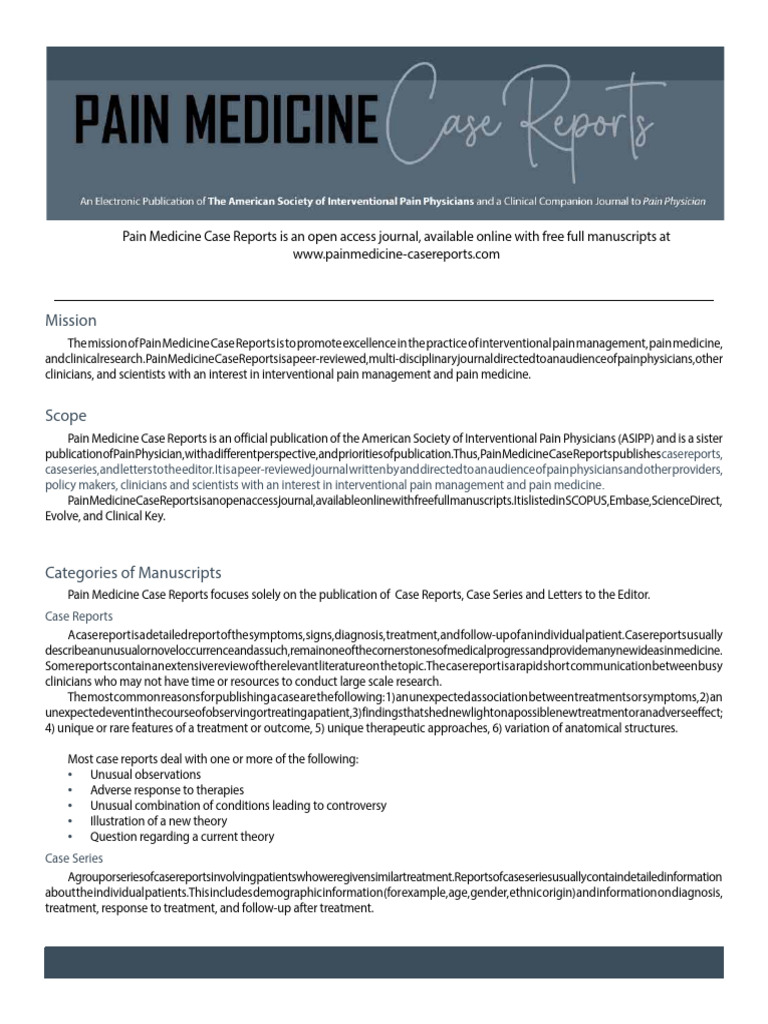 2020-Pain Medicine Case-Author Guidelines - Final | PDF | Case Report | Pain Management