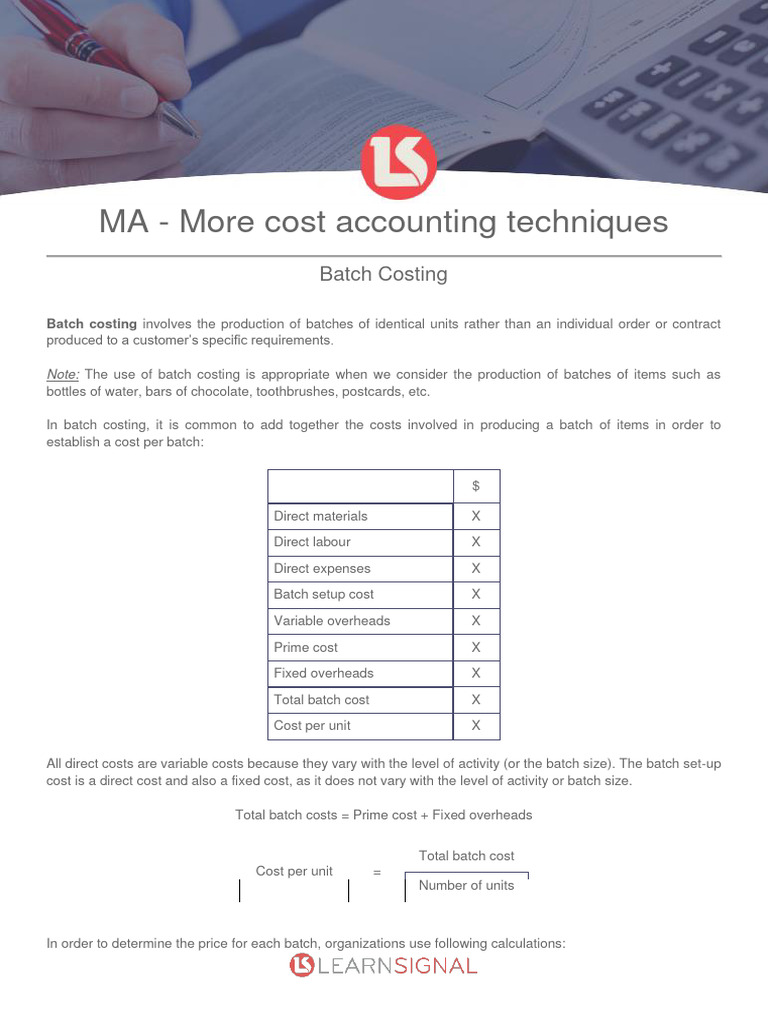 Batch Costing Techniques Explained | PDF