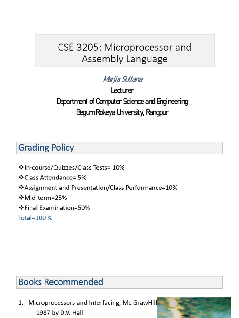 Lecture 1 CSE 3205 Microprocessor and Assembly Language by Marjia | PDF | Central Processing ...