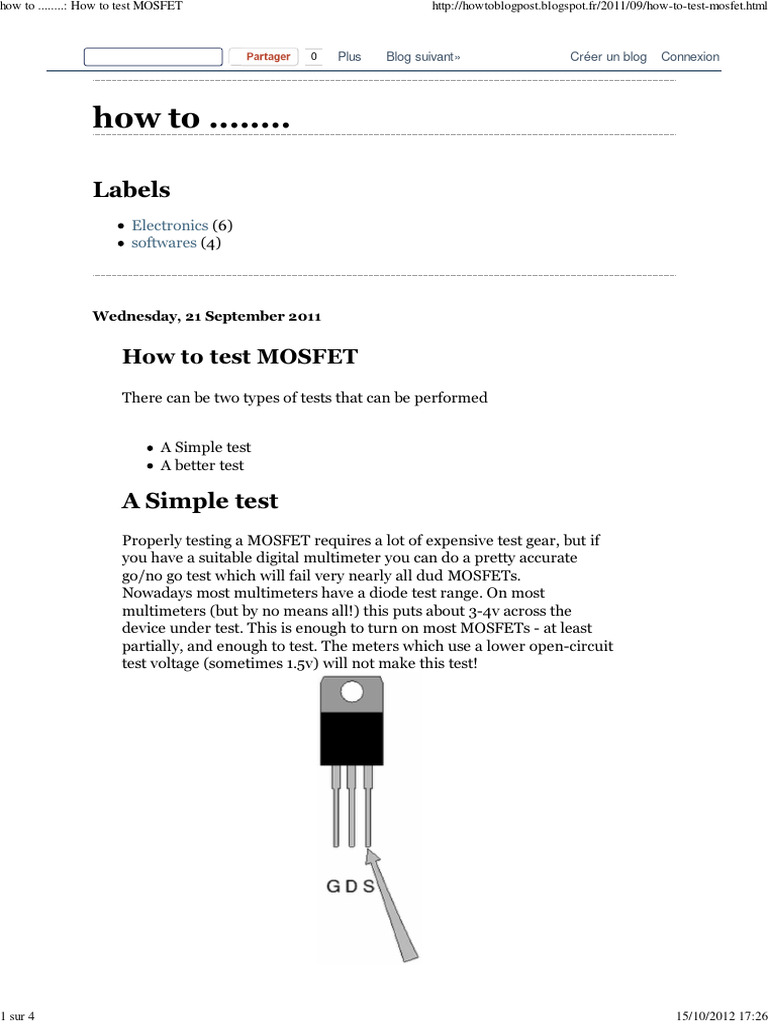 How To Test MOSFET | PDF | Mosfet | Field Effect Transistor