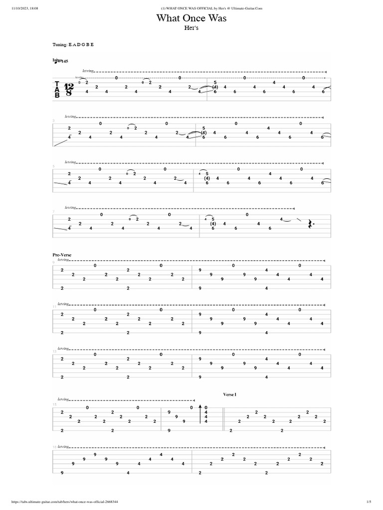 What Once Was (Guitar Tabs | PDF