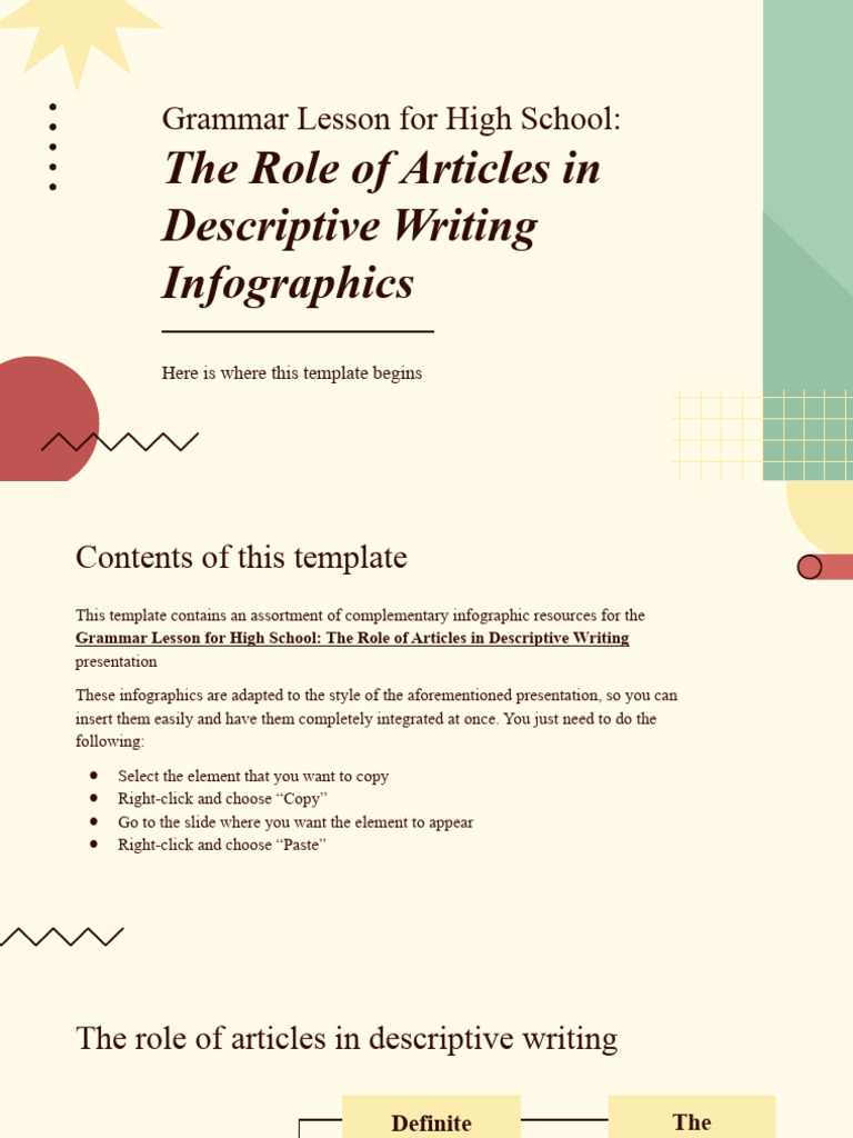 Articles in Descriptive Writing Guide | PDF