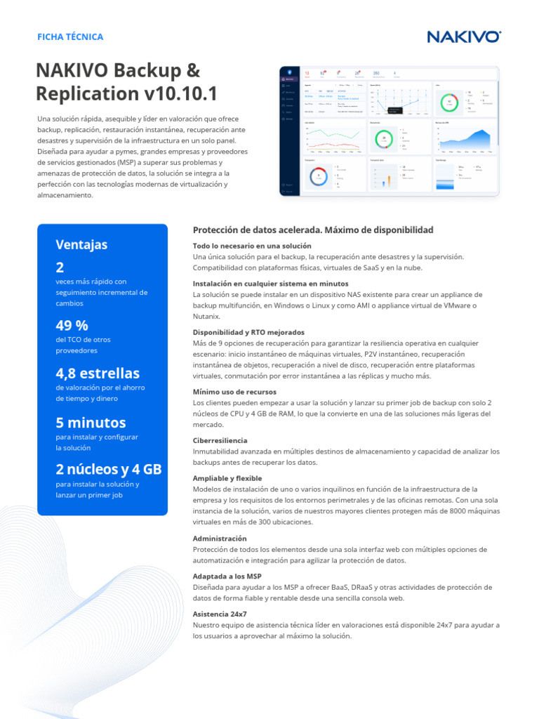 Nakivo Backup Replication Datasheet - ES | Descargar gratis PDF | V ...