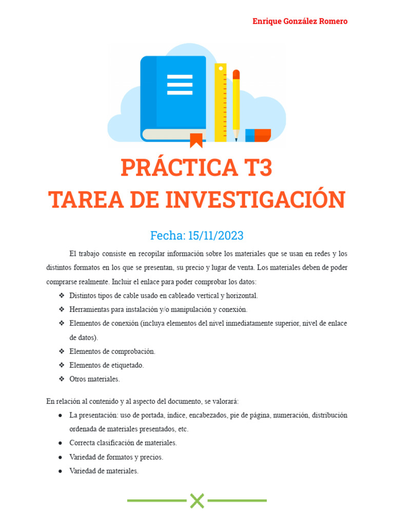 Práctica T3 Tarea de Investigación | PDF | Conector eléctrico | Cable coaxial
