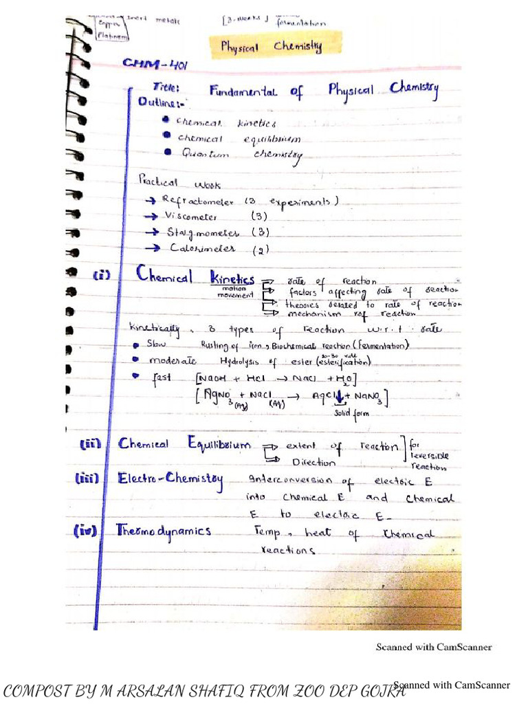 Physical Chemistry Notes Q | PDF