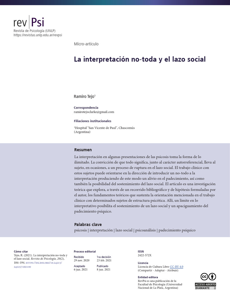 La Interpretacion No-Toda y El Lazo Social | PDF | Jacques Lacan ...