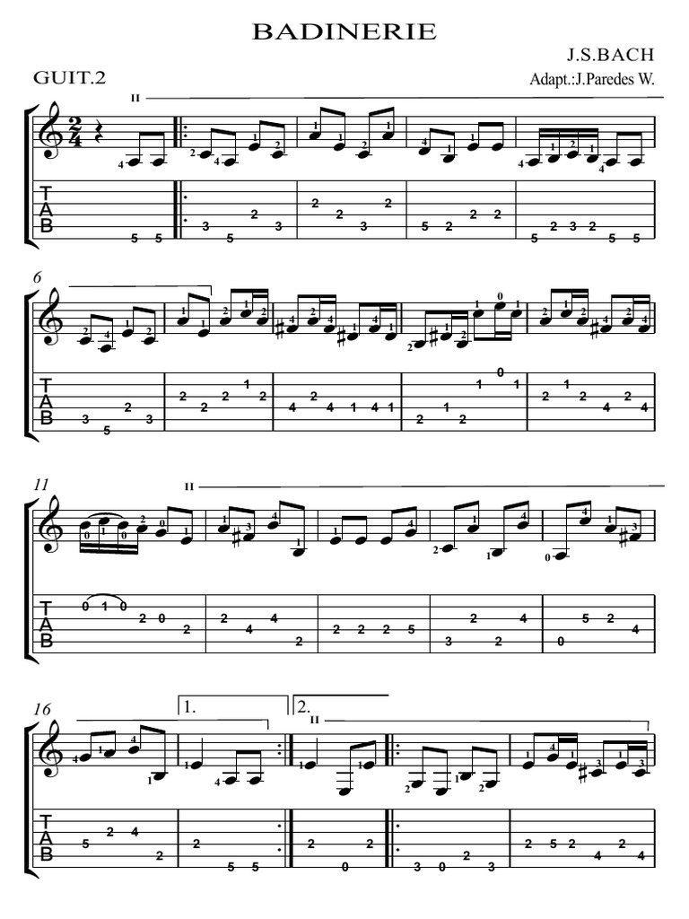 Badinerie Guitar 2 Am Tab | PDF | Échecs