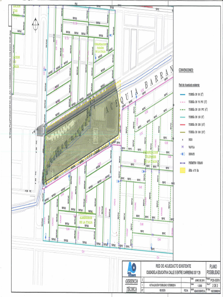 Plano Red Acueducto Existente | PDF