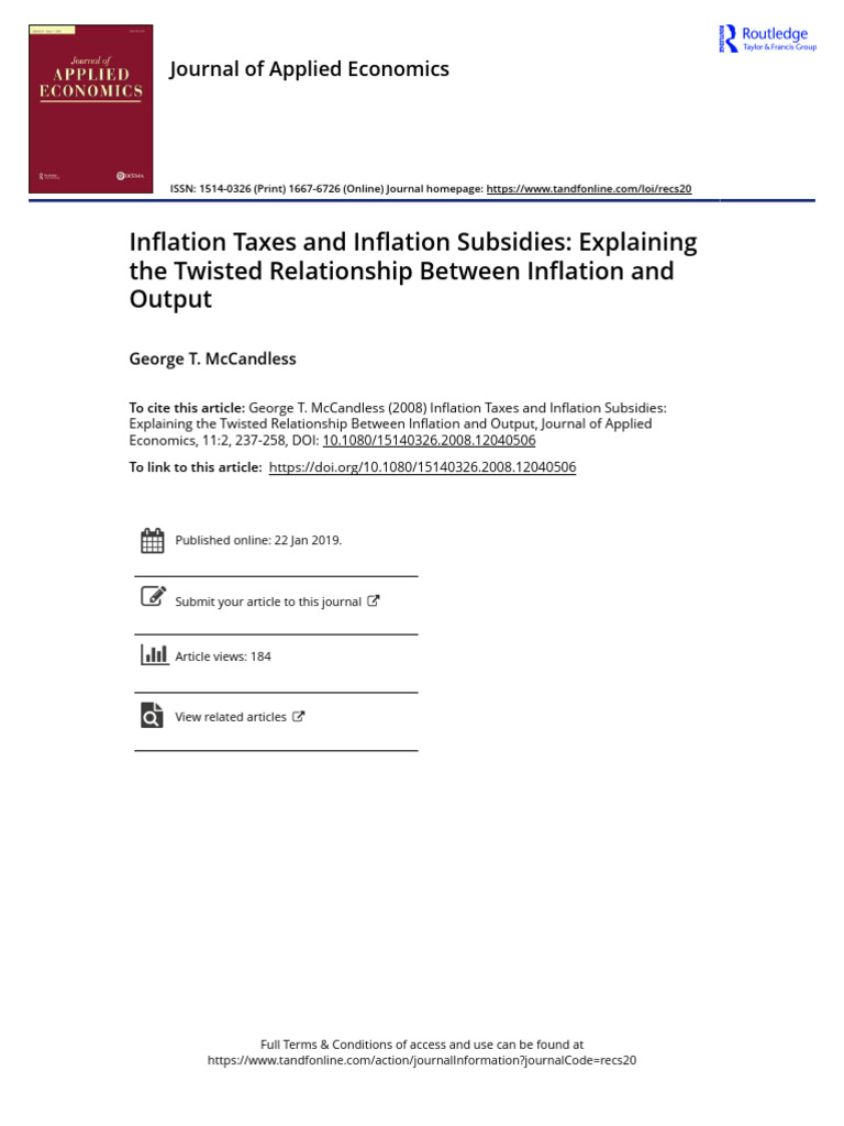 Inflation Taxes and Inflation Subsidies Explaining The Twisted ...
