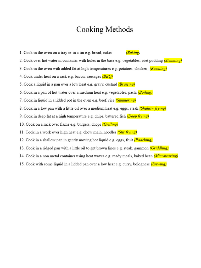 Cooking Methods | PDF