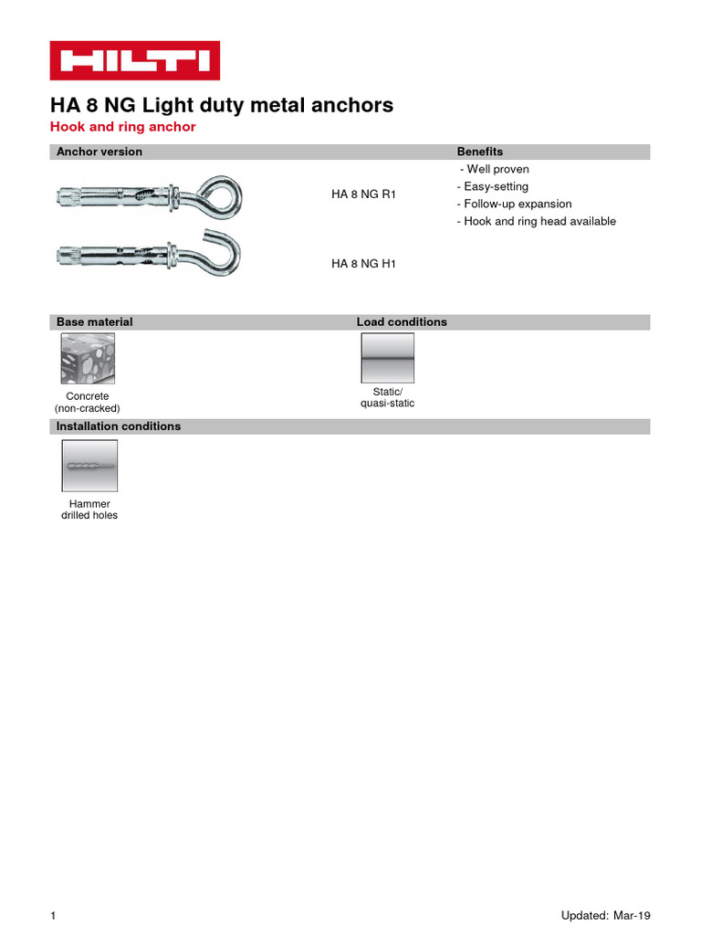 Technical Data Sheet For HA 8 NG Ring Anchor Technical Information ...