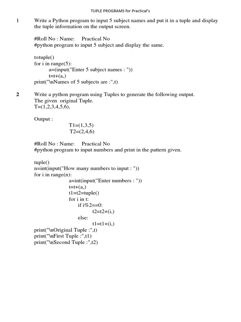 13 09 22 New Edited Tuple Program | PDF | Computer Engineering | Programming Paradigms