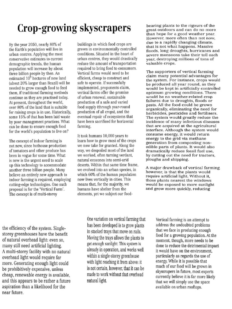 Reading - Vertical Farming | PDF