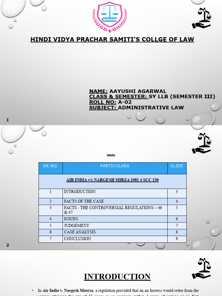 Air India v. Nargesh Meerza Case Analysis | PDF | Human Rights ...